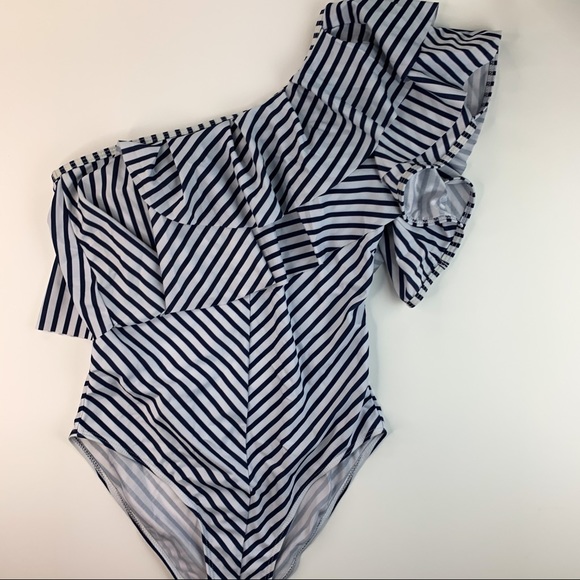 Swim | Stripe Ruffle One Piece Swim Suit | Poshmark